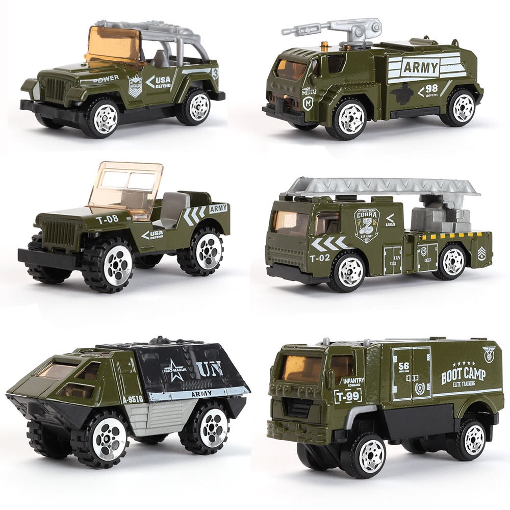 6 Types Diecast Mini Alloy Military Vehicle Playset Cars Model Alloy ...